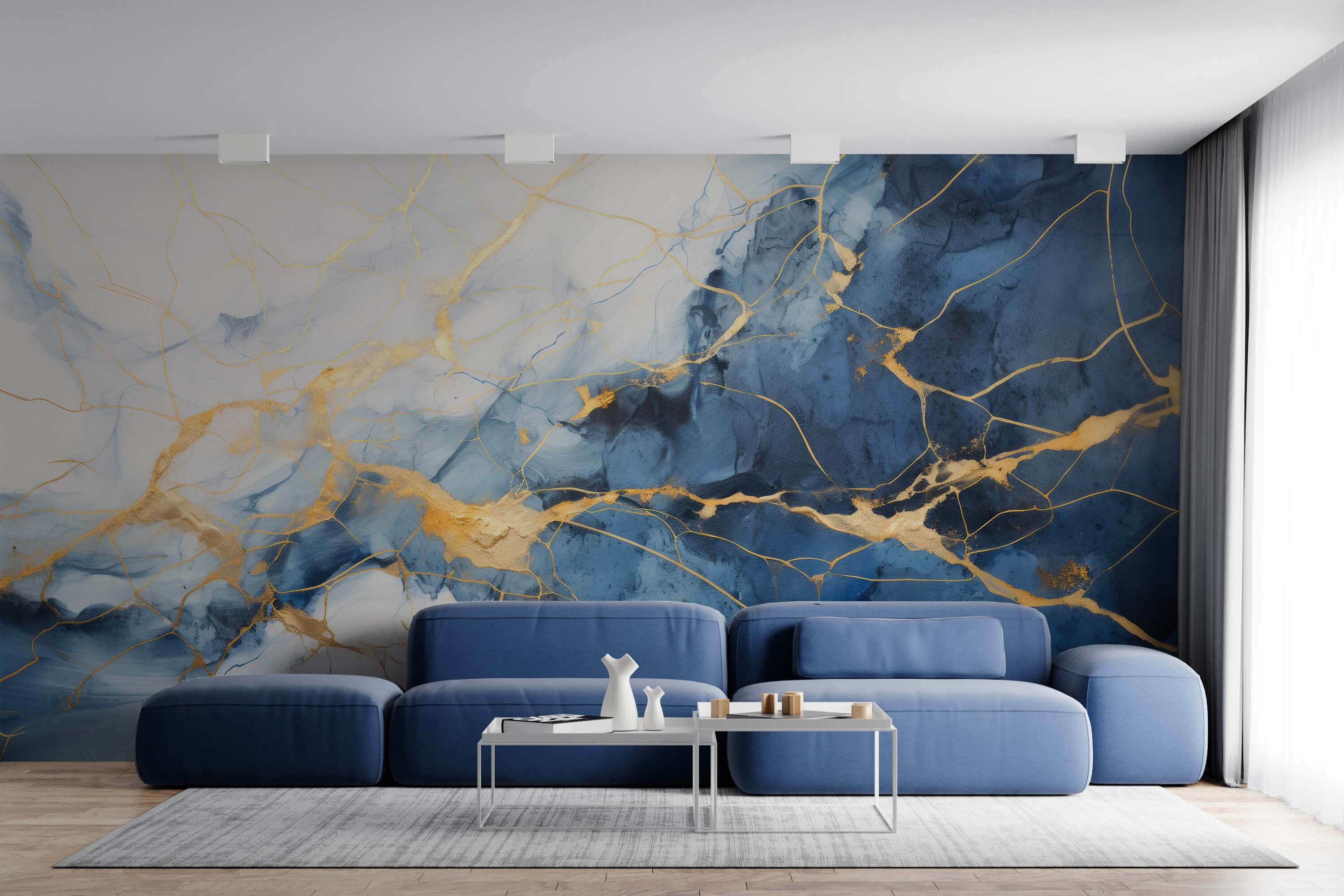 Blue Kintsugi Wallpaper Mural – Bobbi Beck