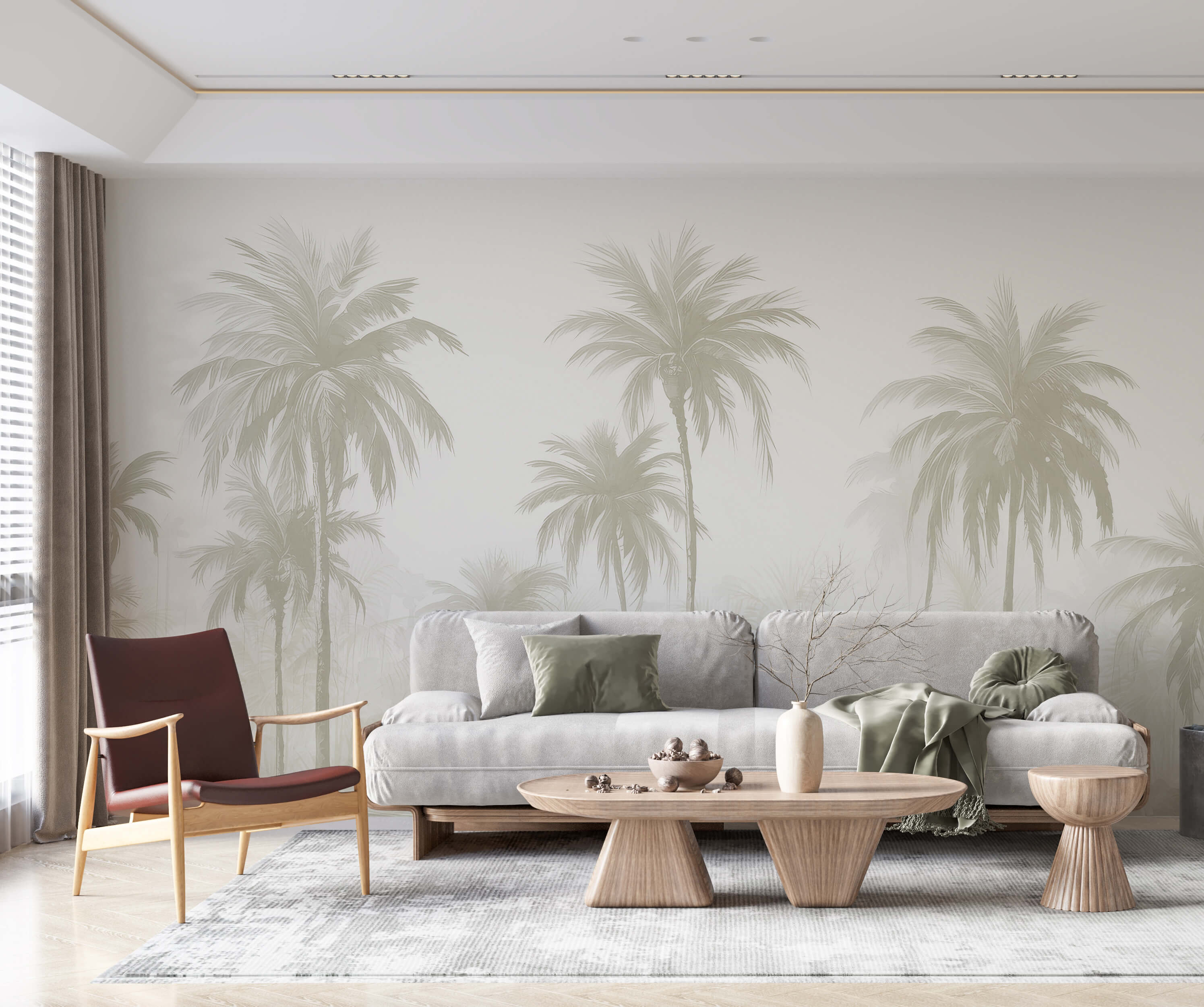 Beige Tall Palm Tree Wallpaper Mural | Subtle Design – Bobbi Beck