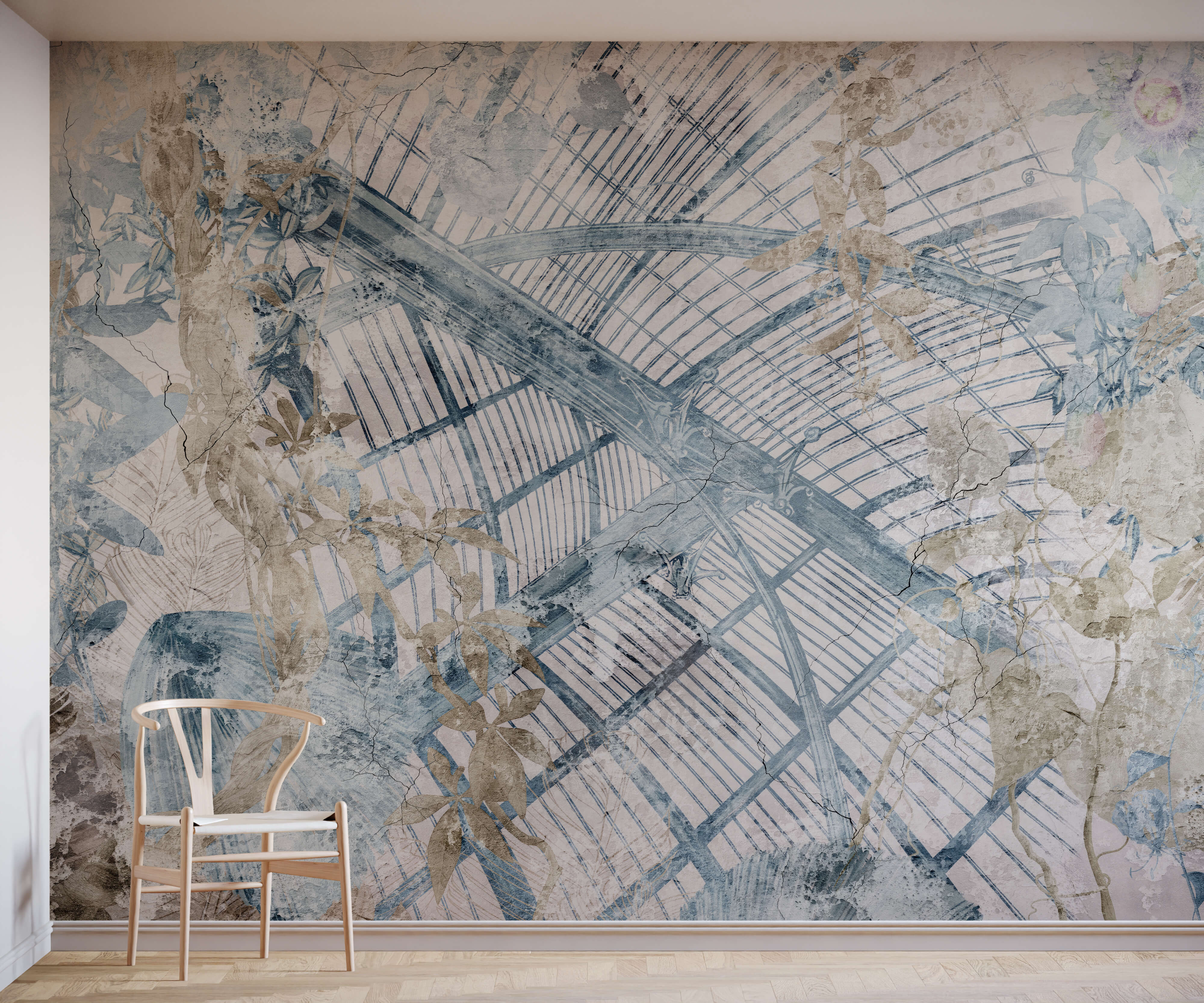 Blue Abstract Rococo Wallpaper Mural – Bobbi Beck