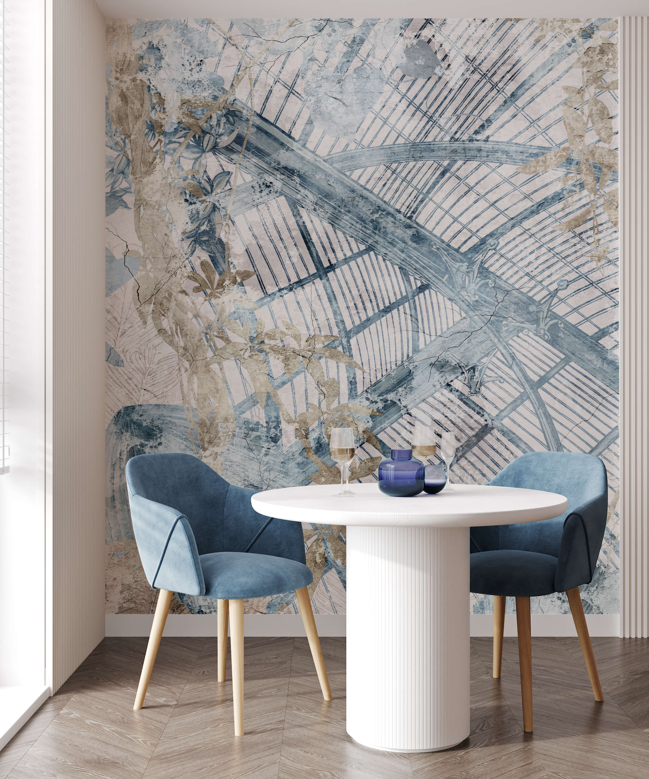 Blue Abstract Rococo Wallpaper Mural – Bobbi Beck