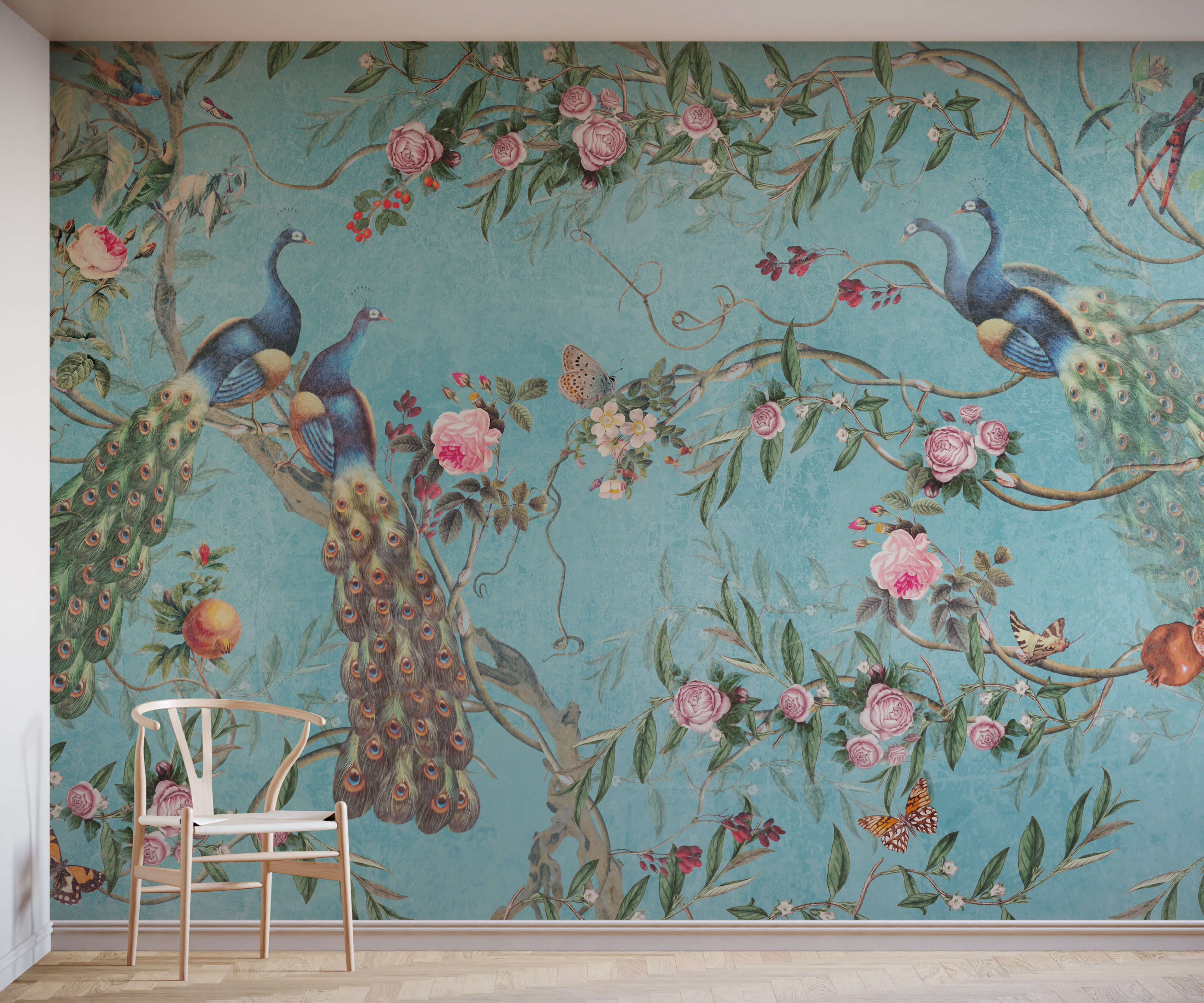 Peacock & Flower Wallpaper Mural – Bobbi Beck