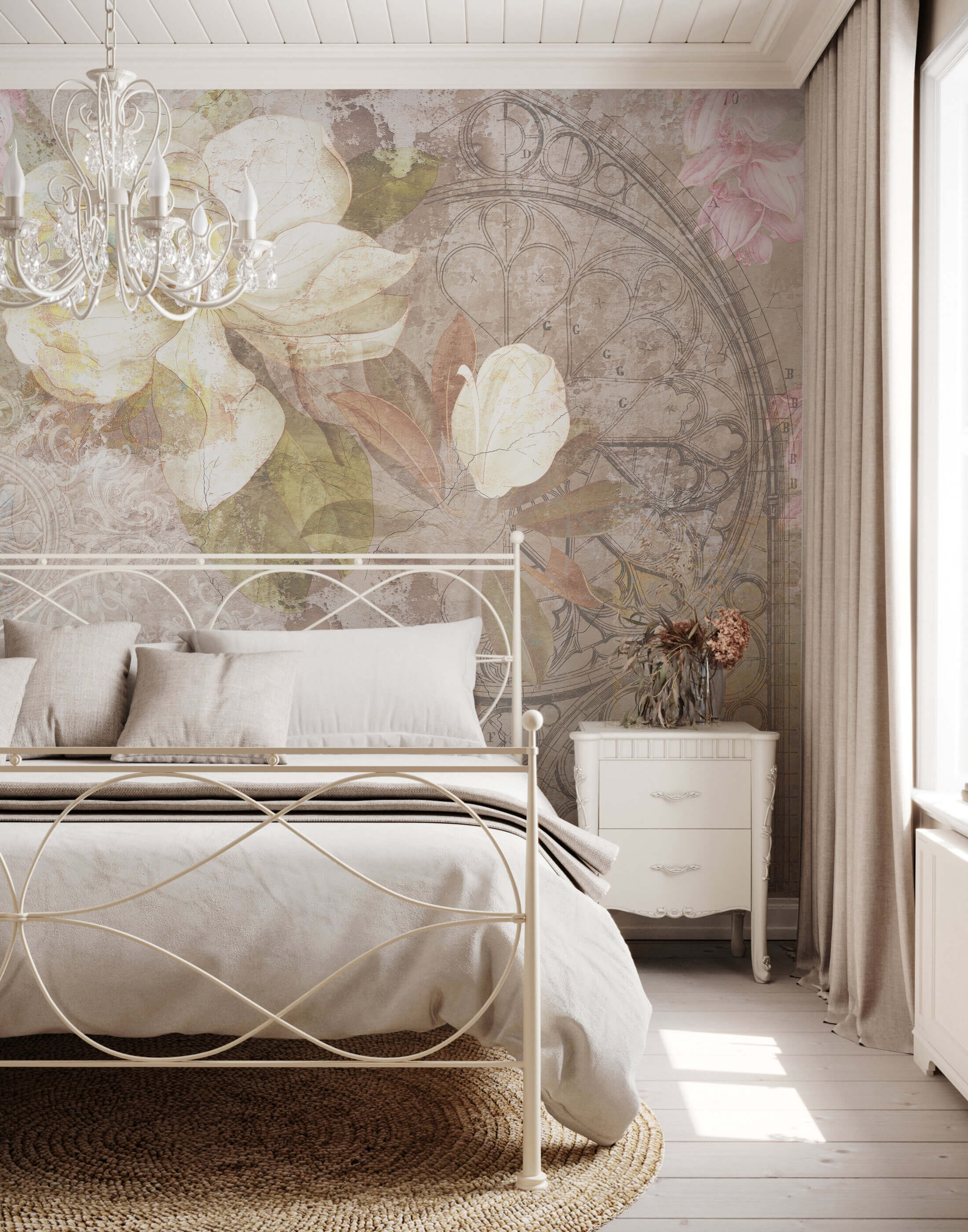 Shabby Chic Floral Wallpaper Mural – Bobbi Beck