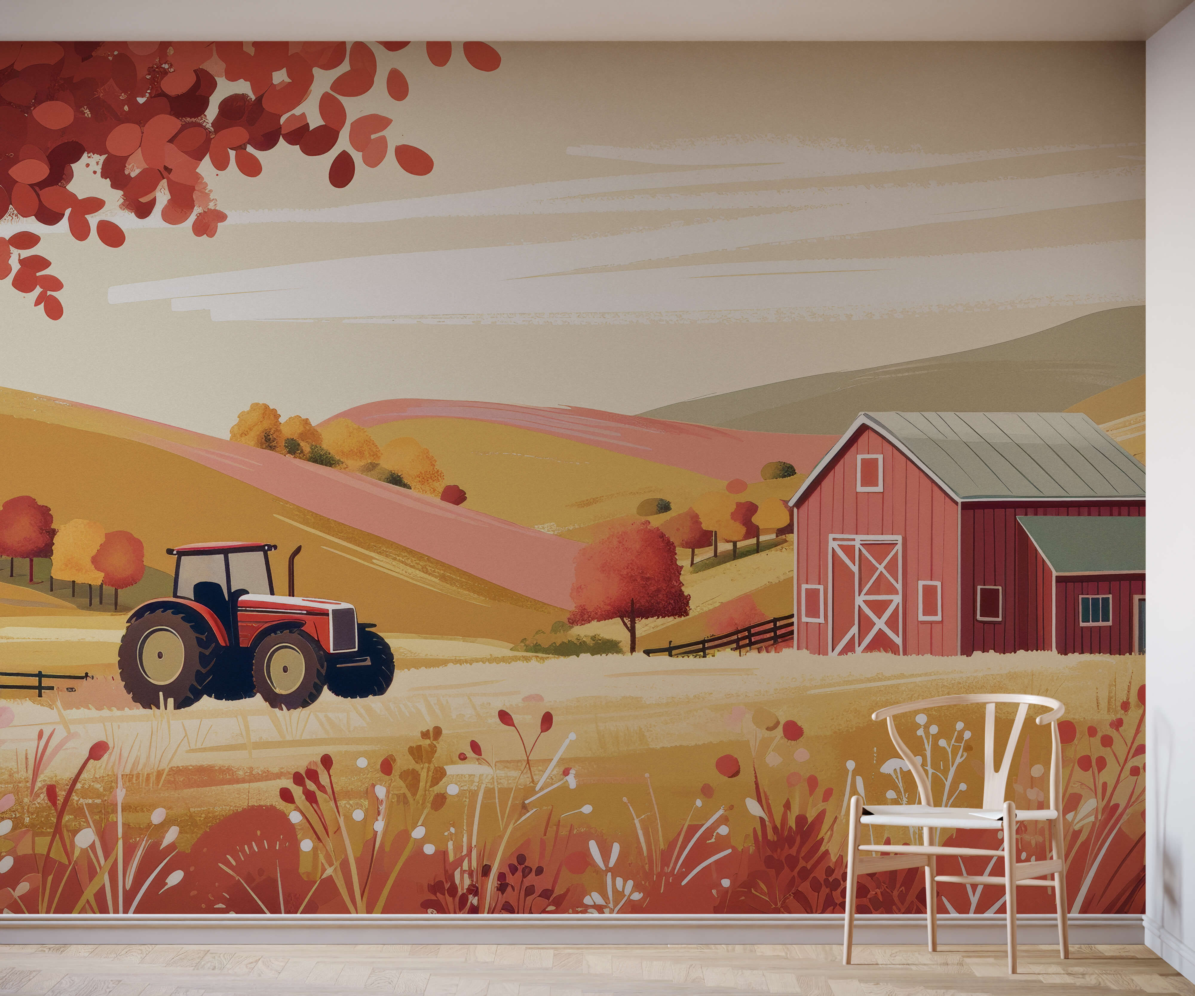 Children's Tractor Scene Wallpaper Mural – Bobbi Beck
