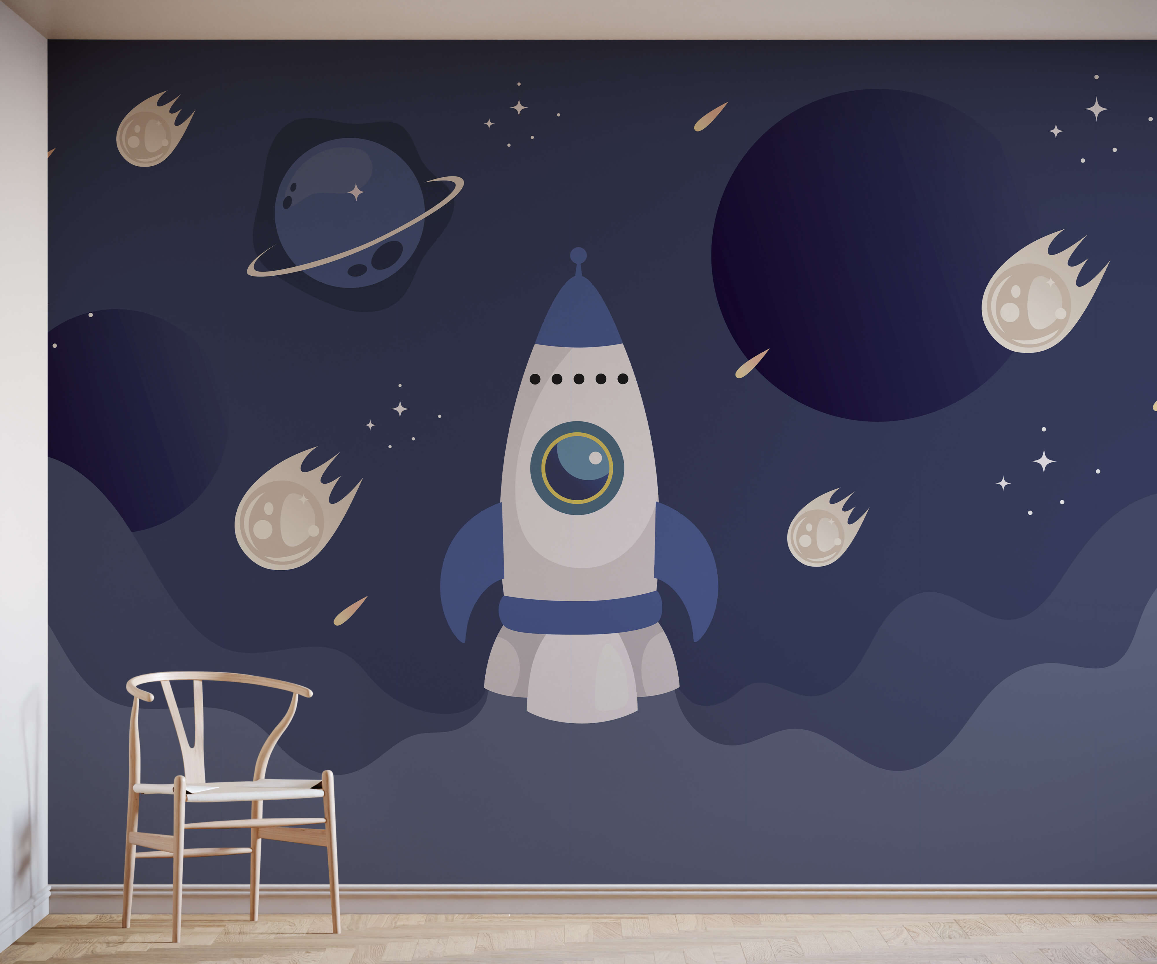 Children's Spaceship Wallpaper Mural – Bobbi Beck