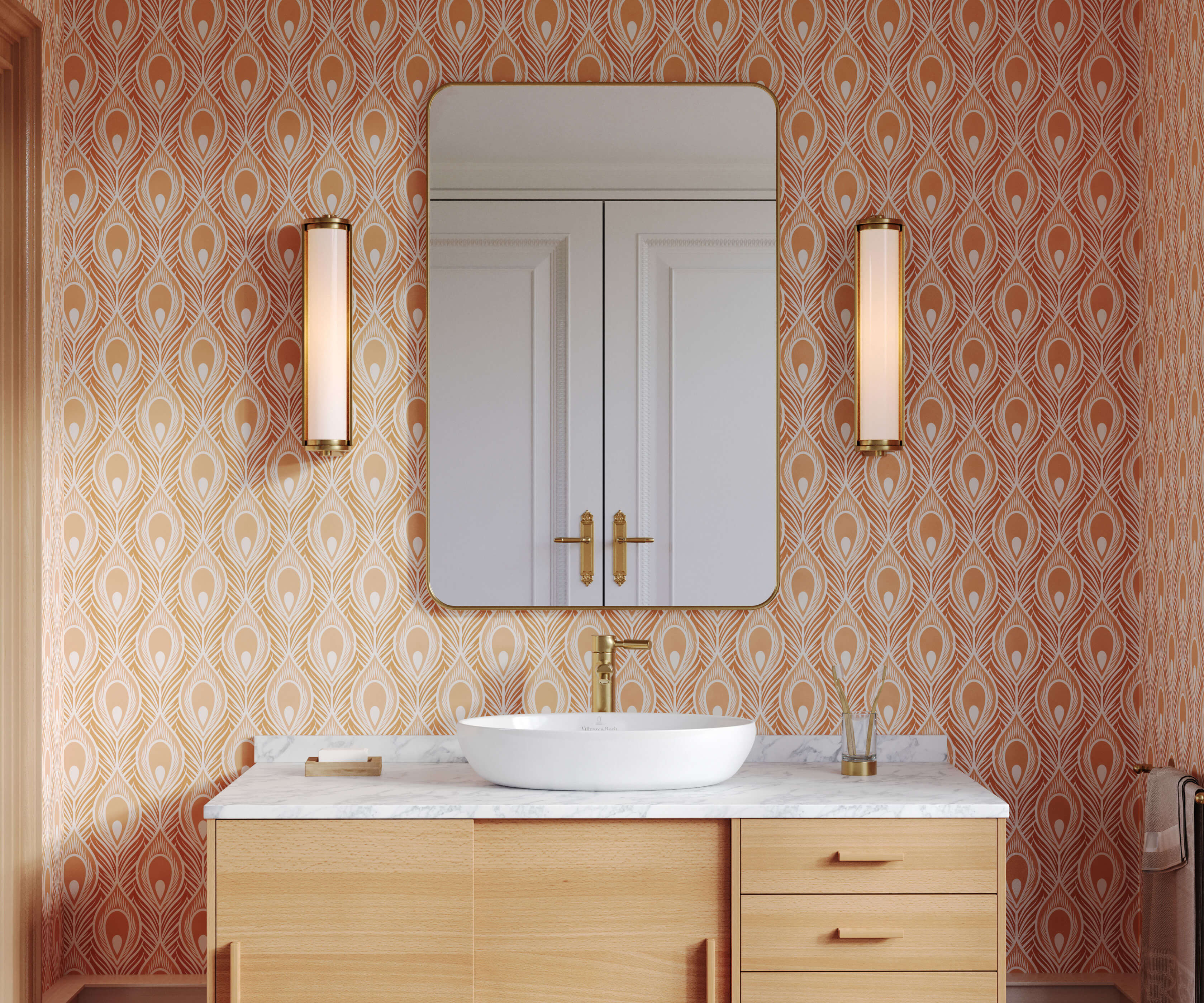 Peacock Feather Wallpaper | Available in Blue, Grey & More – Bobbi Beck