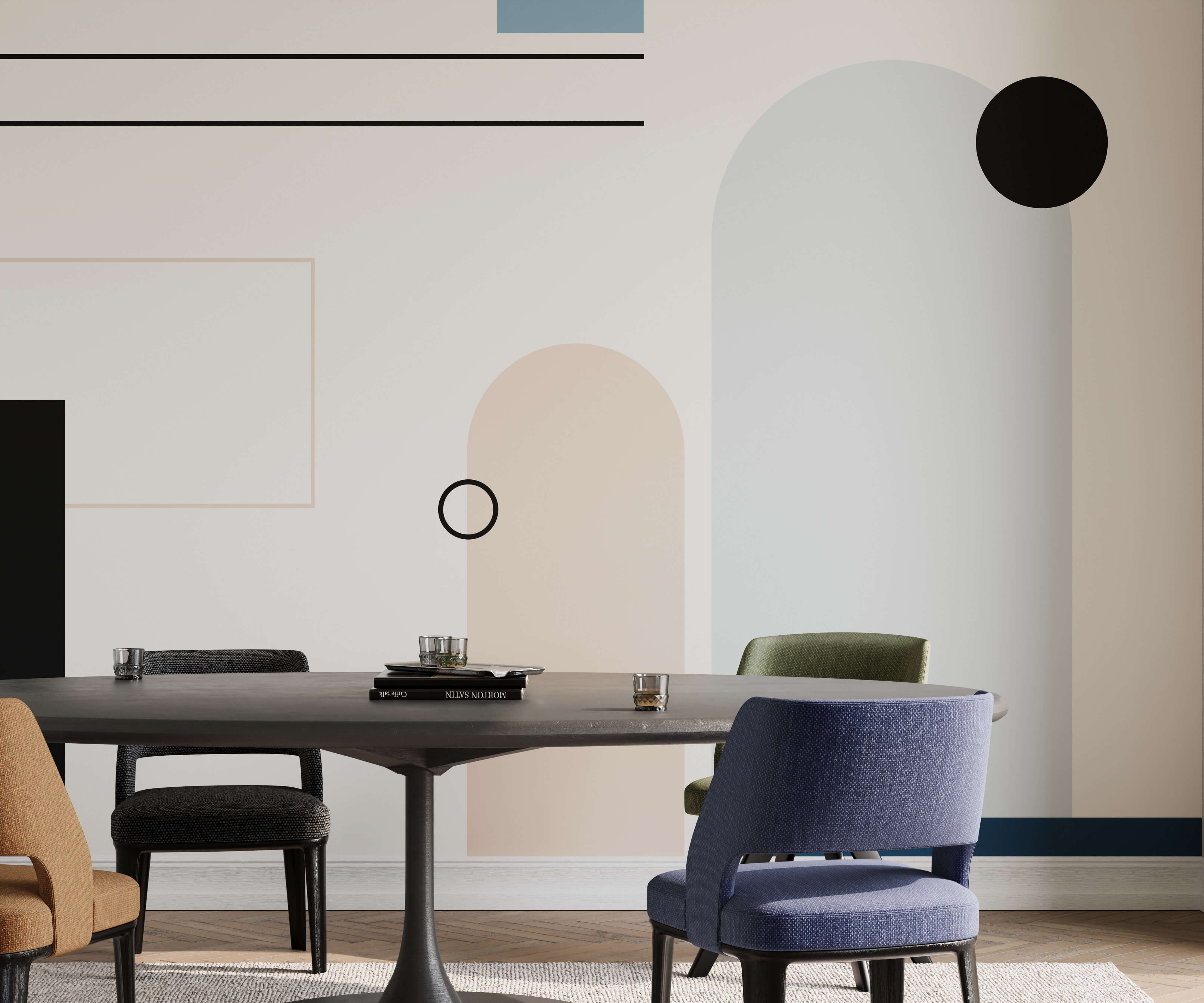 Retro Block Shape Wallpaper Mural – Bobbi Beck