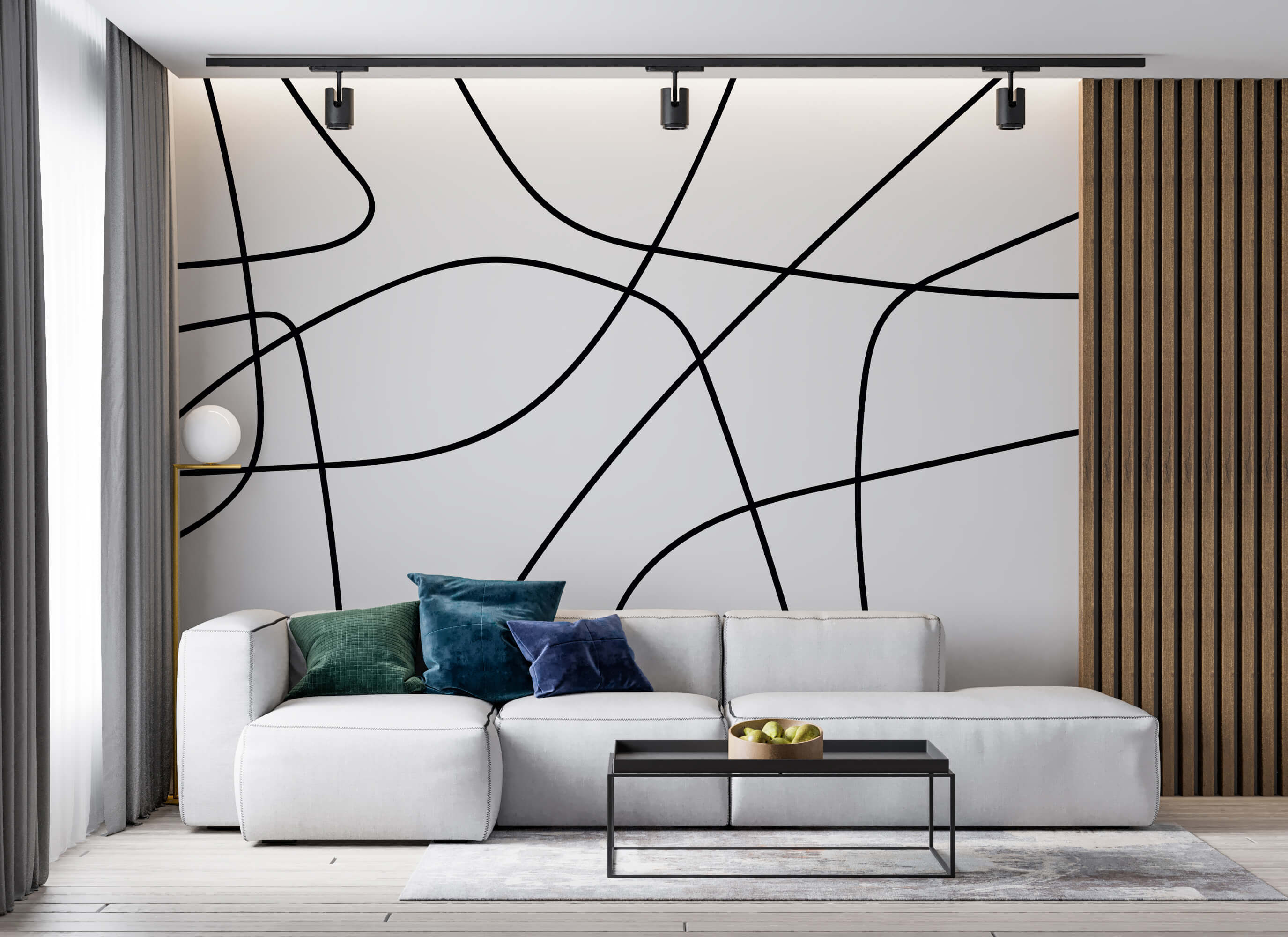 Minimal abstract line wallpaper mural – Bobbi Beck